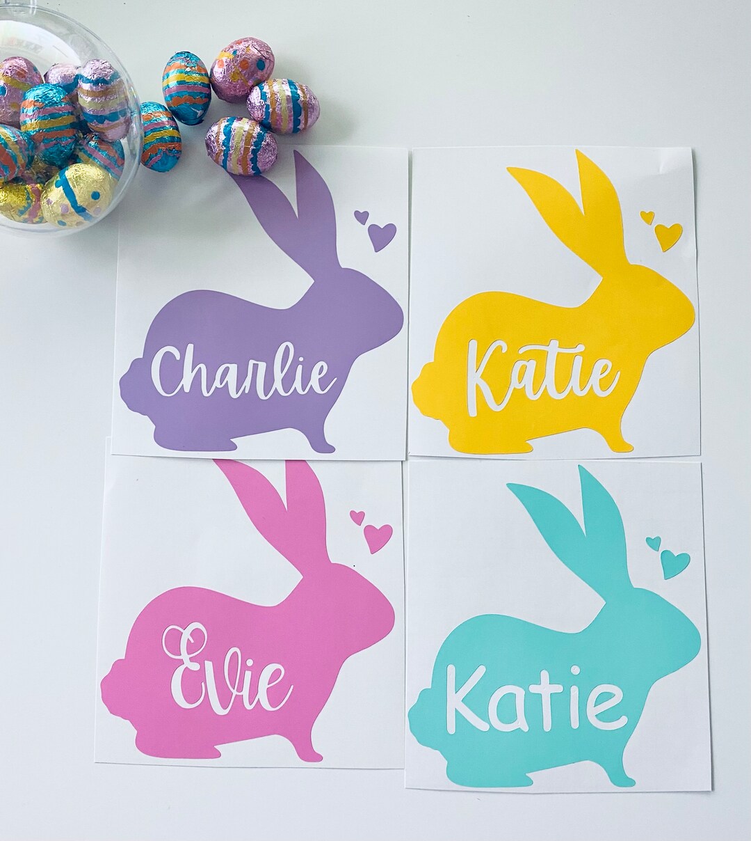 Personalised Easter Bunny Vinyl Decal Transfer Happy Easter Decals ...