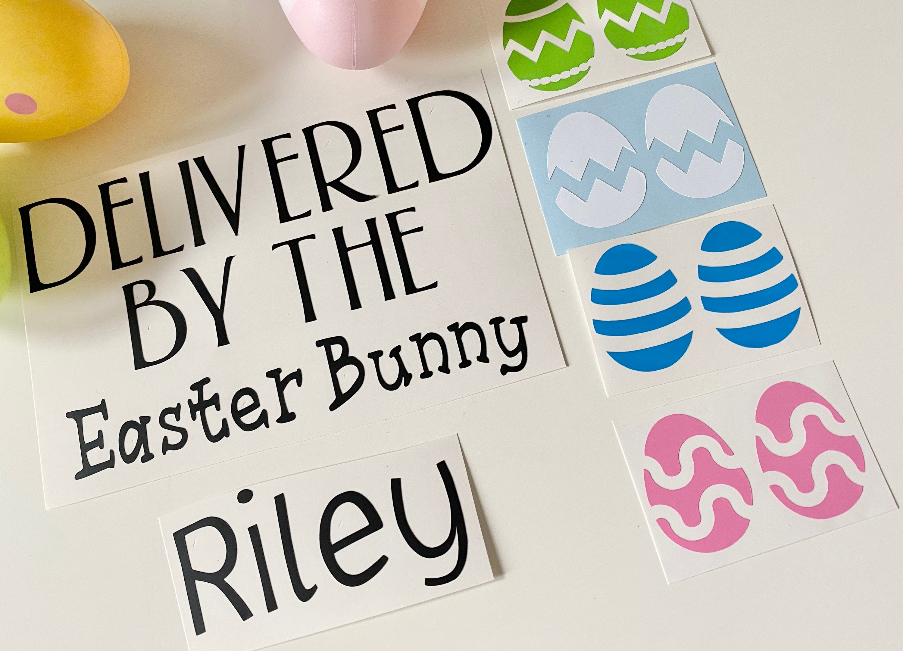 Personalised Easter Bunny Vinyl Decal Sticker Easter Basket | Etsy UK