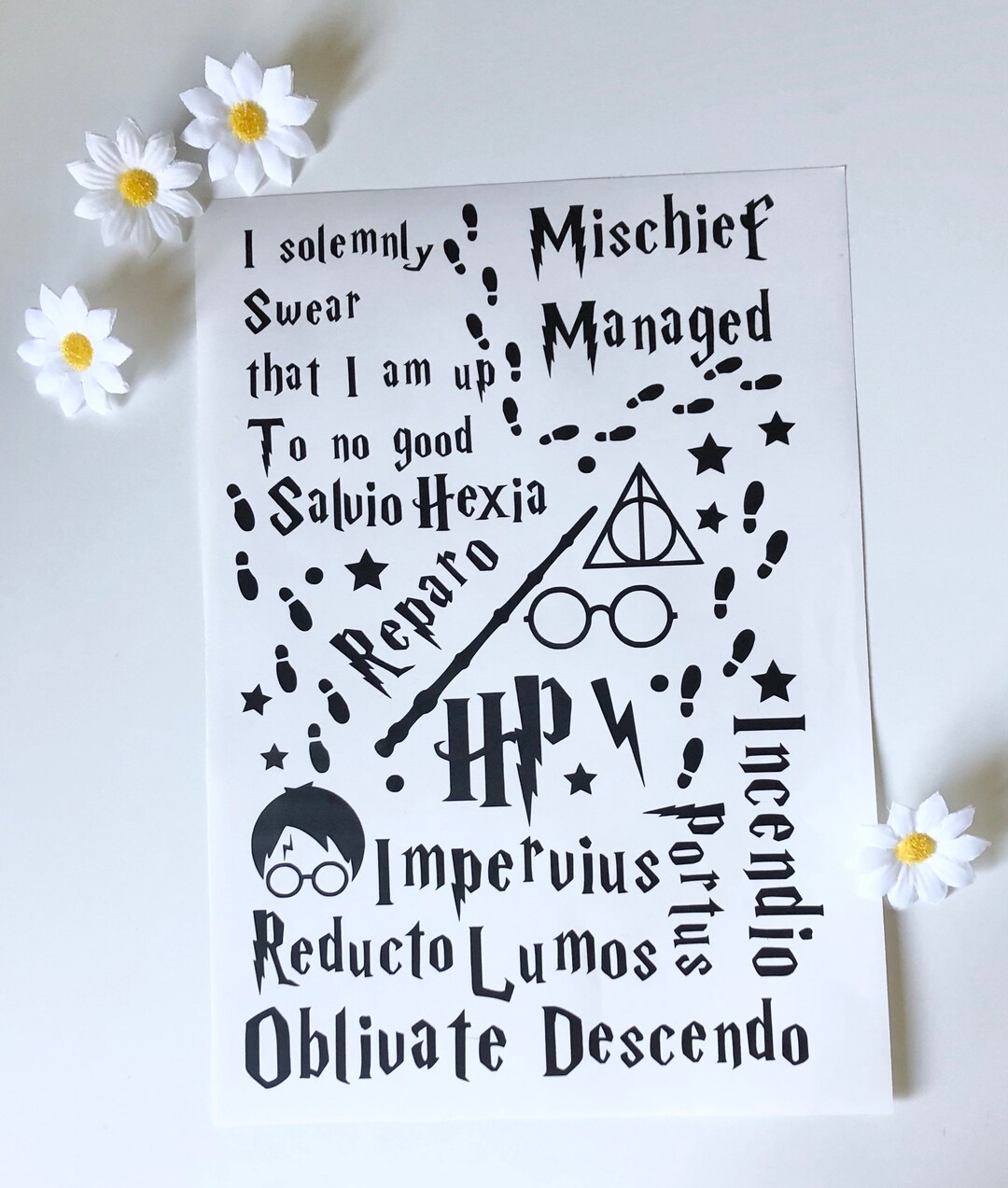 Spell Stickers A4 Sheet Magic Vinyl Decal Wine Glass Jar Window Decal ...