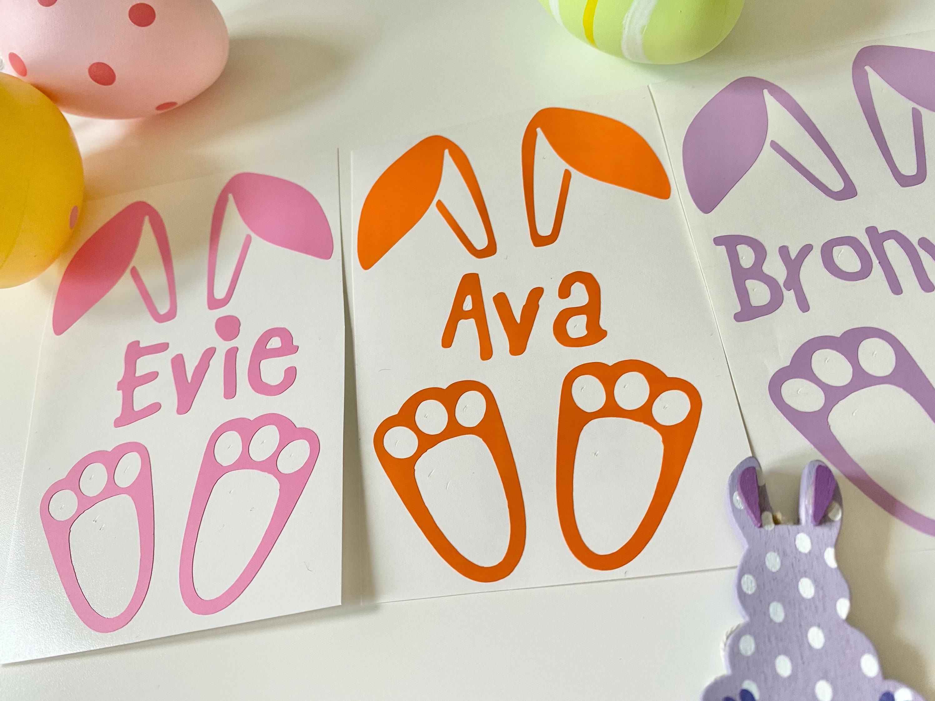 Personalised Easter bunny vinyl decal sticker Happy Easter | Etsy