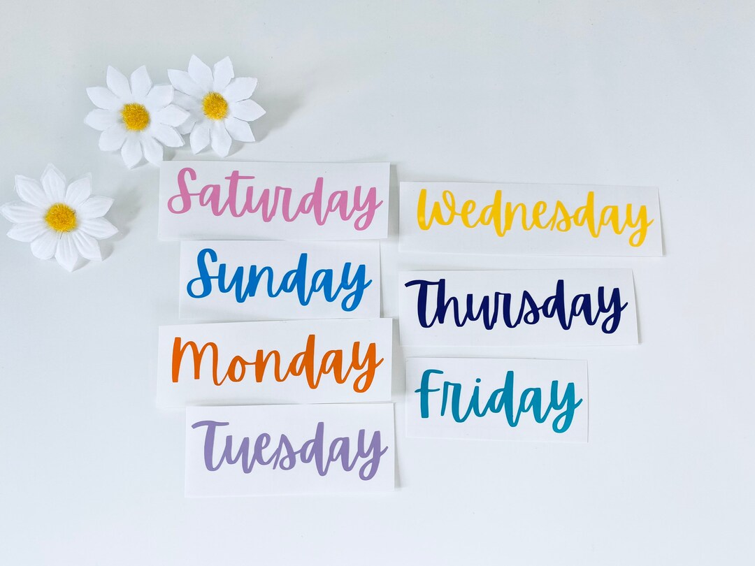 Days of the Week Vinyl Decal, Labels for Storage, Vinyl Decal Stickers ...
