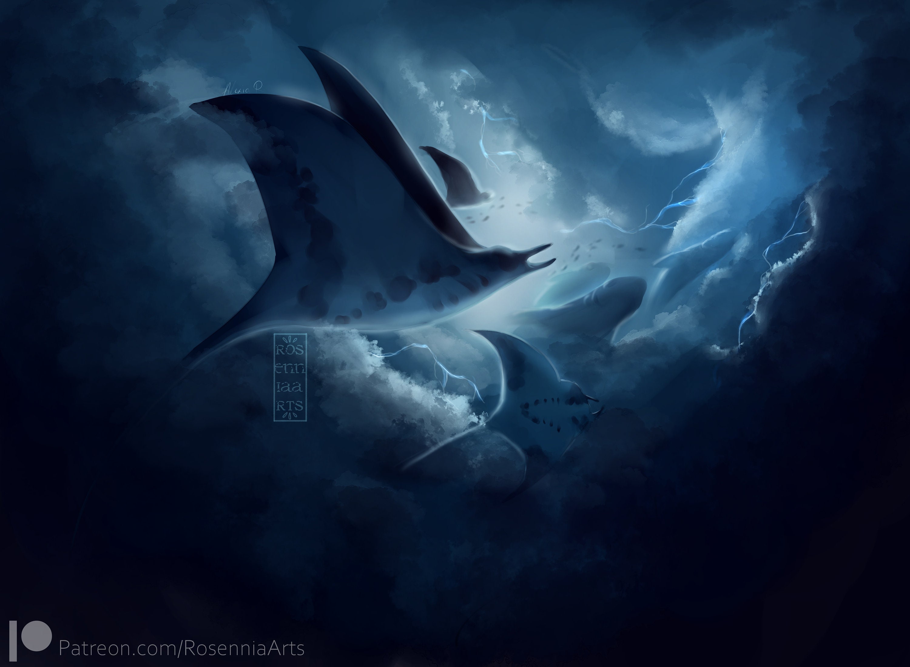 Manta Ray Fish Fantasy Art A4 Print - Etsy.de