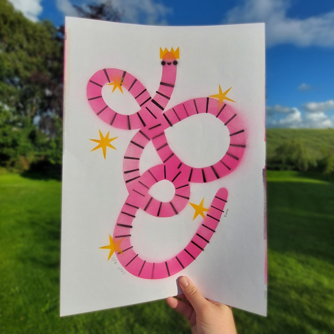 Worm Queen Handmade Stencil Artwork Limited Edition - Etsy