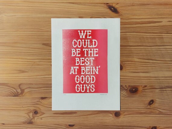 Art & Collectibles Wood & Linocut Prints GOOD GUYS Original Linocut ...