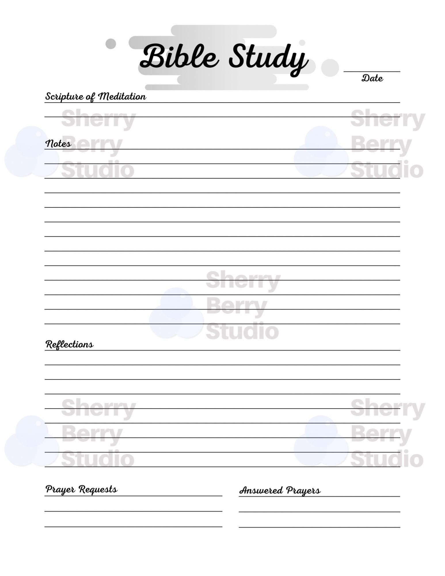 Printable Bible Study Sheets, Sermon Notes, Digital Product, Download ...