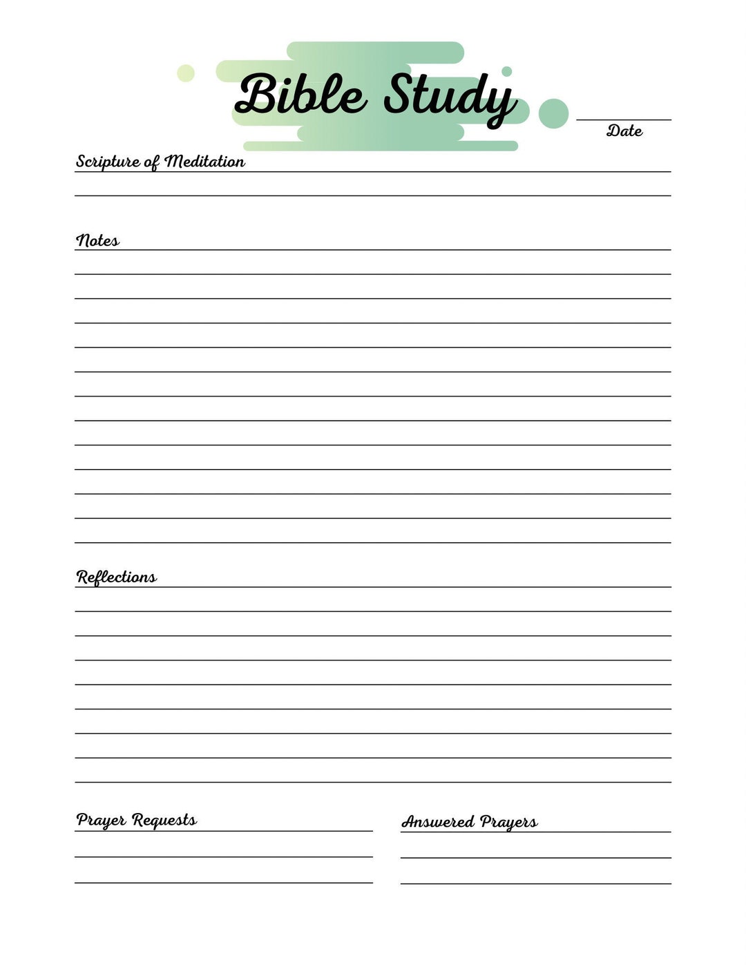 Printable Bible Study Sheets, Sermon Notes - Etsy