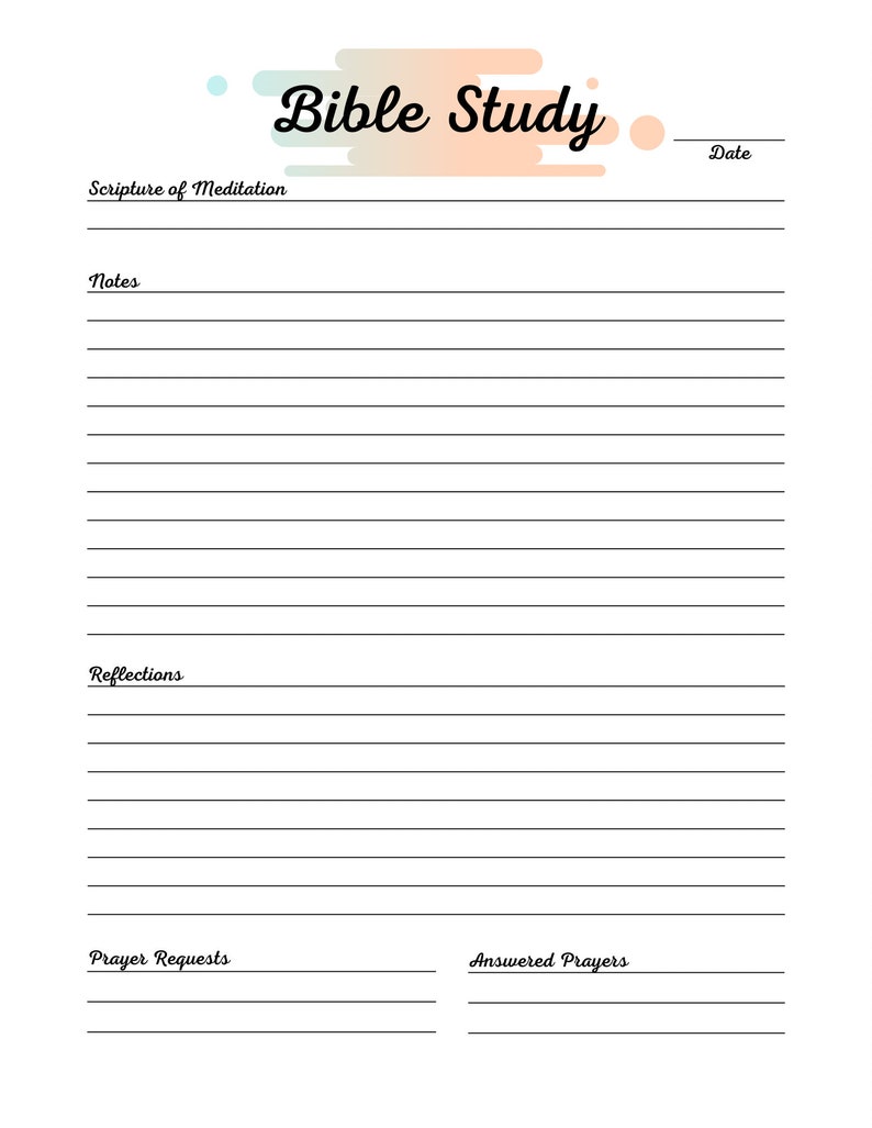 Printable Bible Study Sheets, Sermon Notes - Etsy