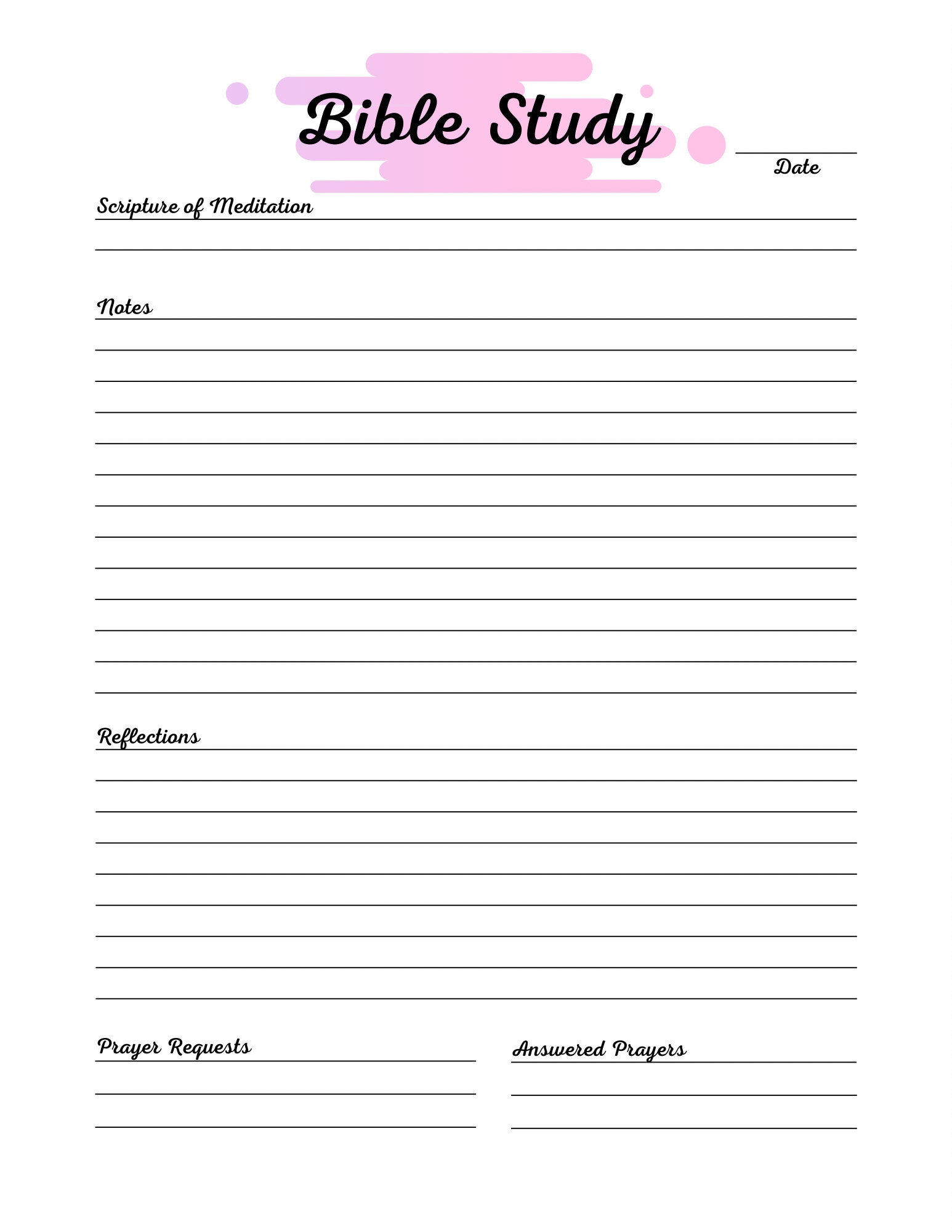 Printable Bible Study Sheets, Sermon Notes - Etsy