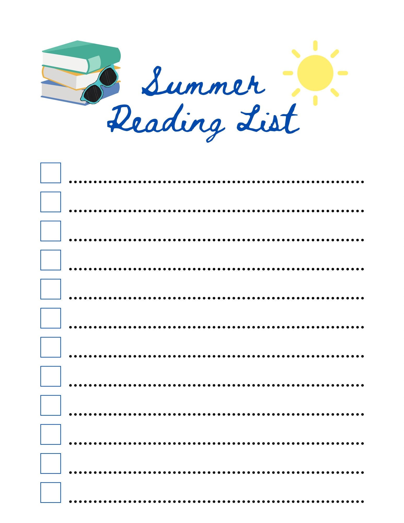 Basic Reading List Printable