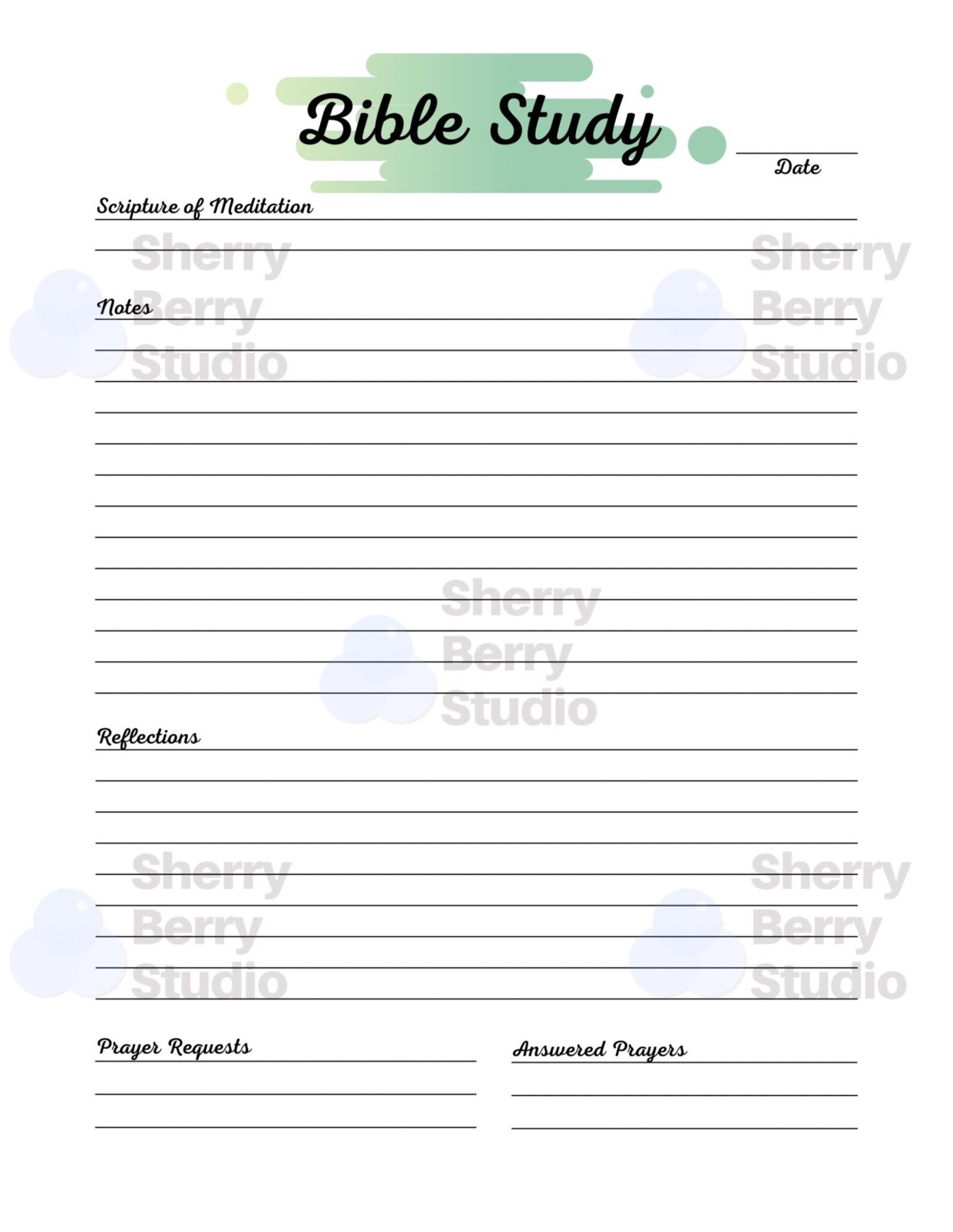 Printable Bible Study Sheets, Sermon Notes, Digital Product, Download ...