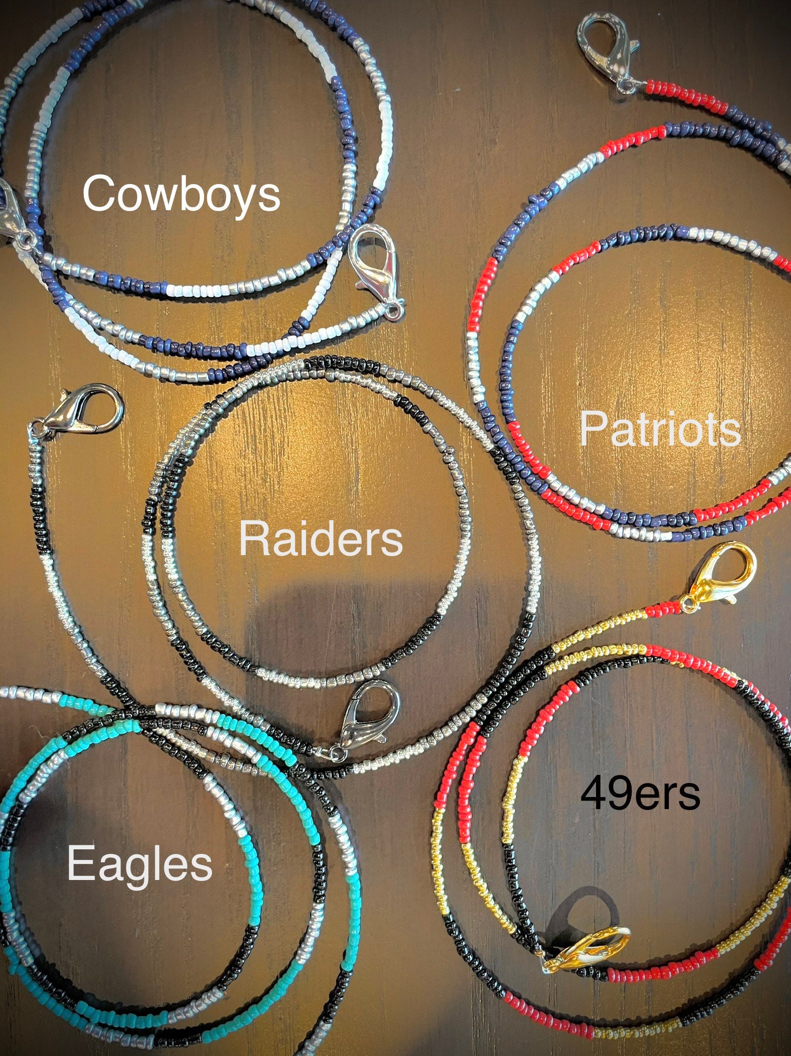 NFL Beaded Mask Lanyard / Chain / Necklace, Large Clasps, Bucks ...