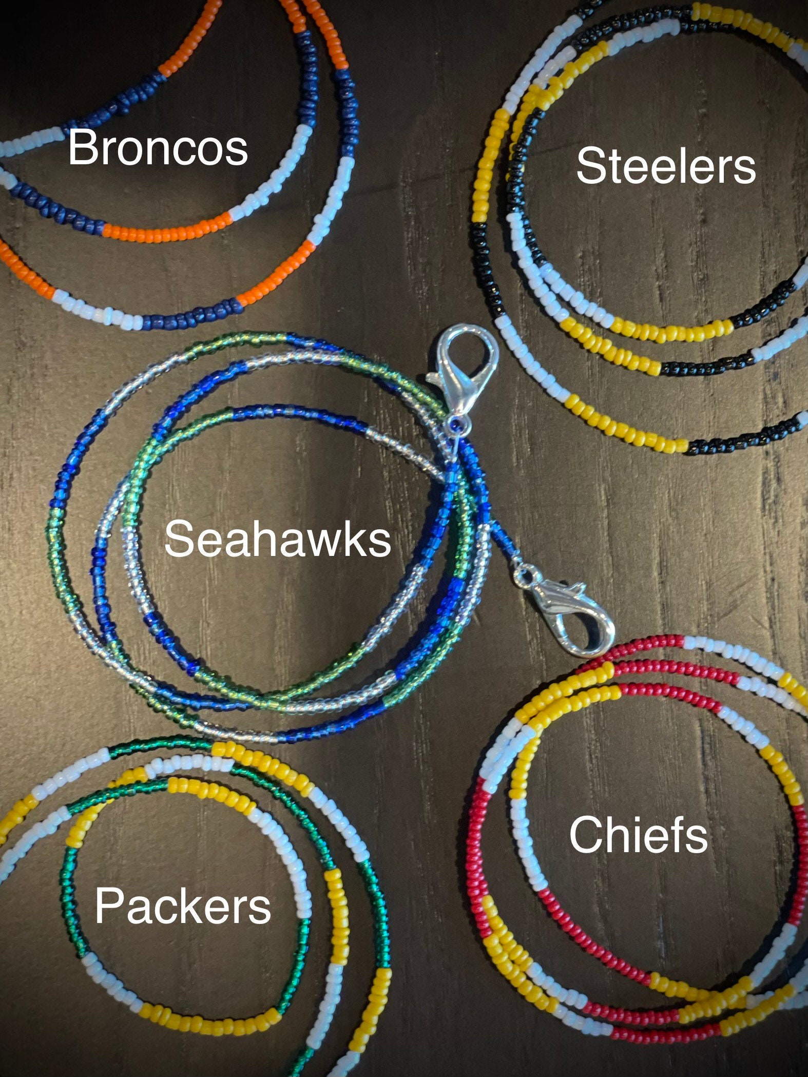 NFL Beaded Mask Lanyard / Chain / Necklace, Large Clasps, Bucks ...