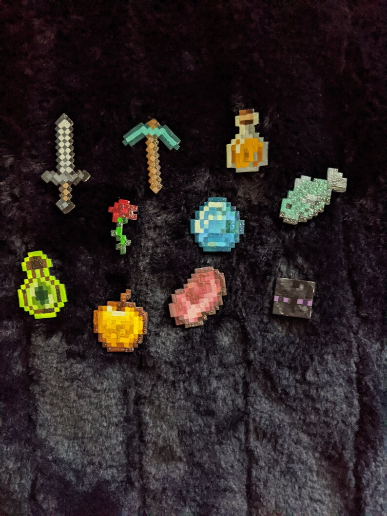 Assorted Minecraft Charm/Earring/Pin/Keychain | Etsy