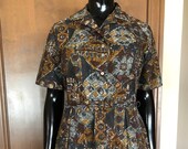 1950s Dress Abstract Cotten Print Day Dress by Anne Garson - Etsy
