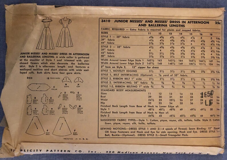 1940s Pattern Simplicity 3410 Dress Pattern - Etsy