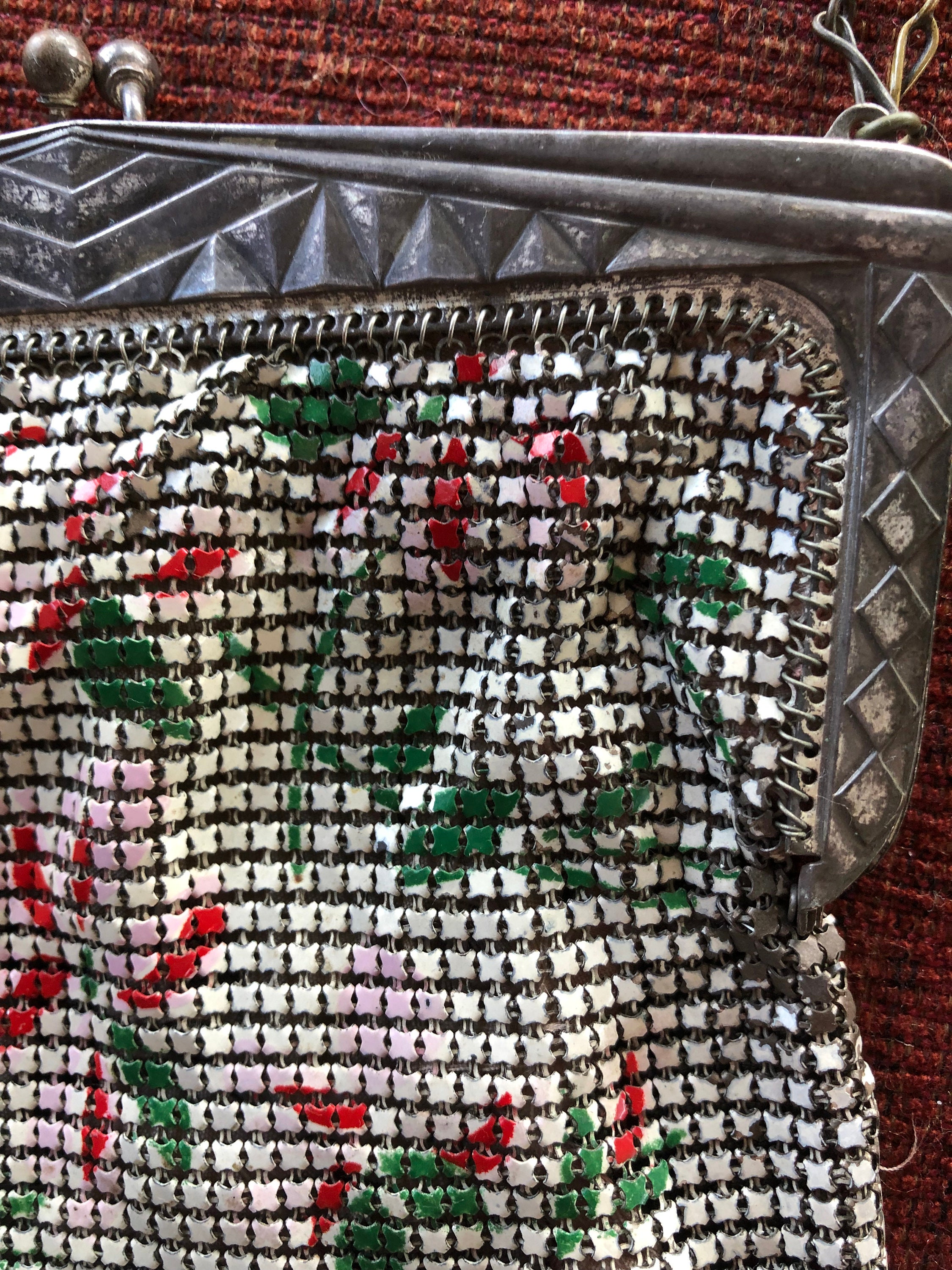 1920s Painted Mesh Chainmail Purse With Floral Design | Etsy