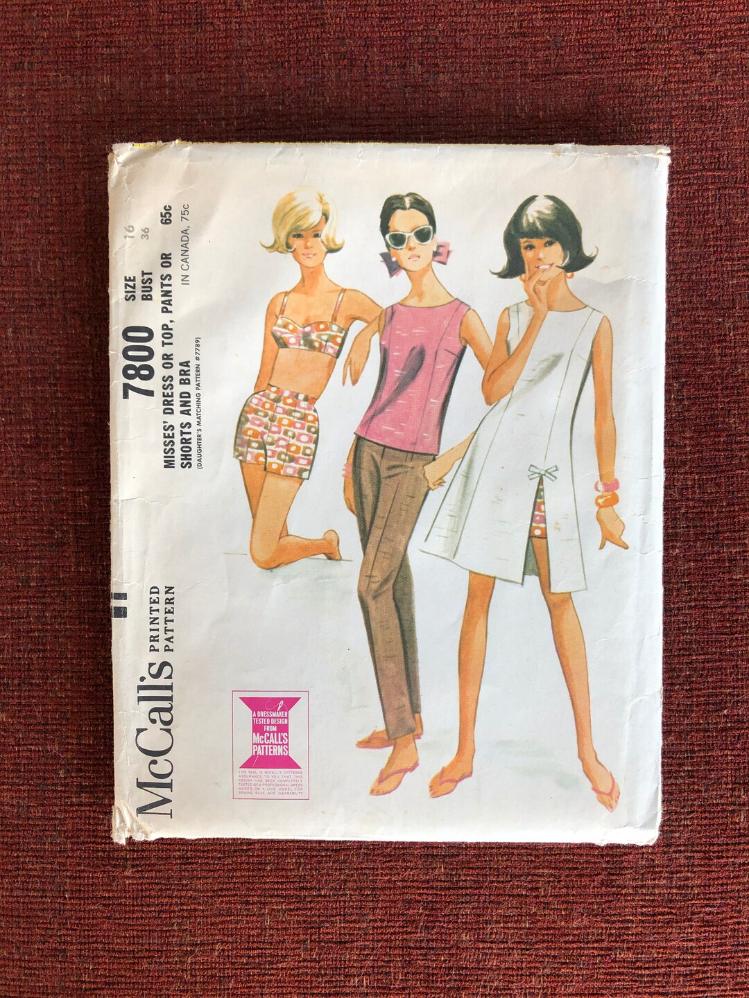 1960s Pattern Mccall’s 7800 Bra Shorts Dress and Pants - Etsy