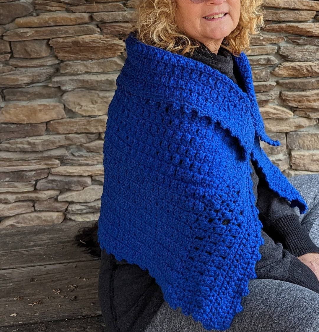 Retro Hand Crocheted Capelet in Blue - Etsy