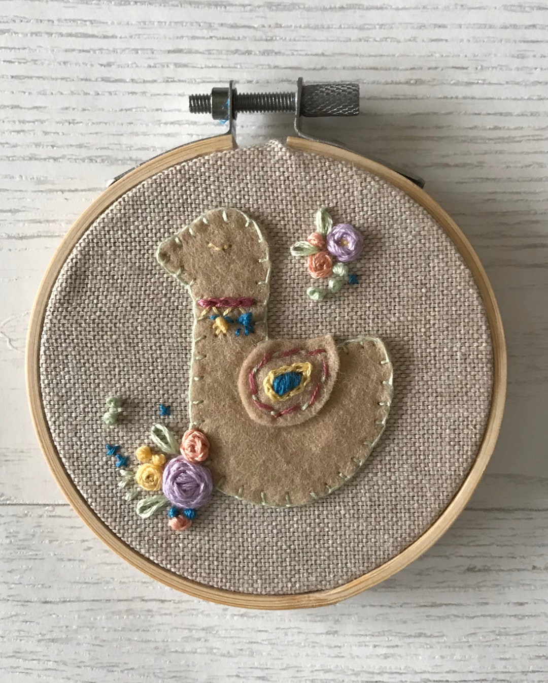 Handmade Embroidery Goose Goose Embroidery Flowers Keepsake Gift ...