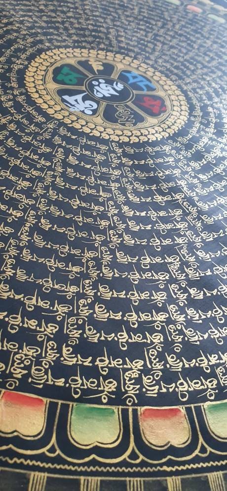 Om Mani Padme Hum Mandala Thangka Europe Based Large Buddhist Mantra ...