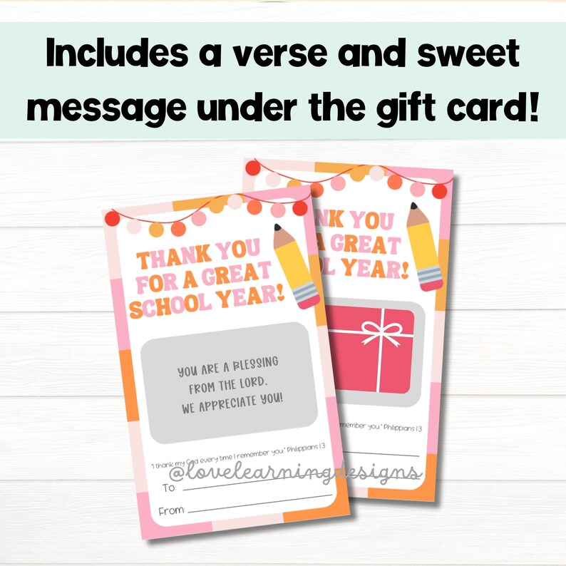 Christian Classroom Gift Card Holder, Teacher Appreciation Gift Card ...