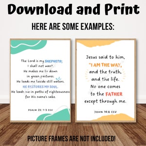 Bible Verse Wall Art Posters for Nursery, Homeschool, or Christian ...