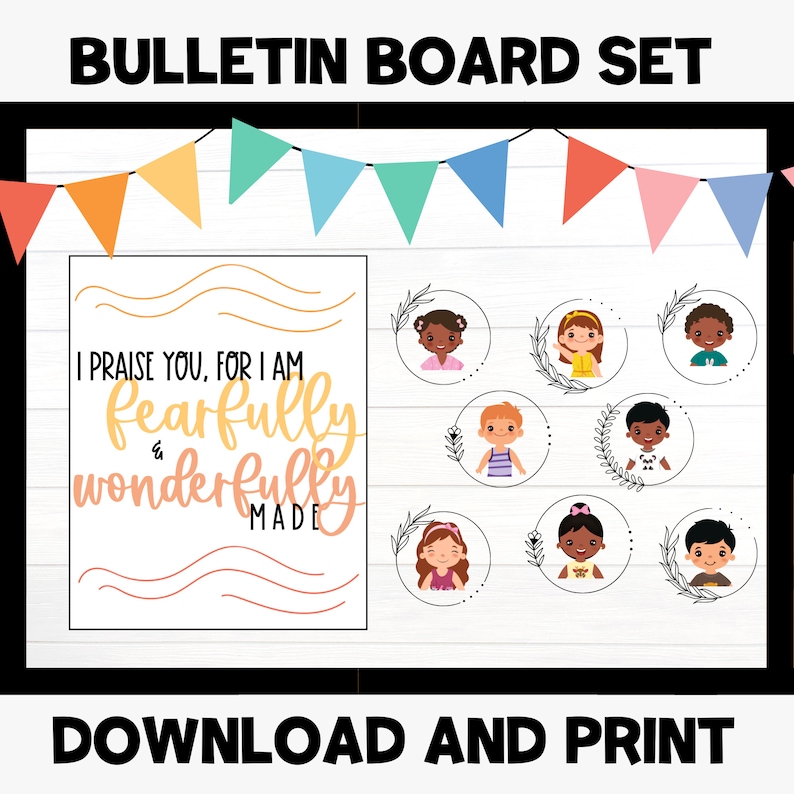 Christian Bulletin Board Kit Fearfully and Wonderfully Made - Etsy