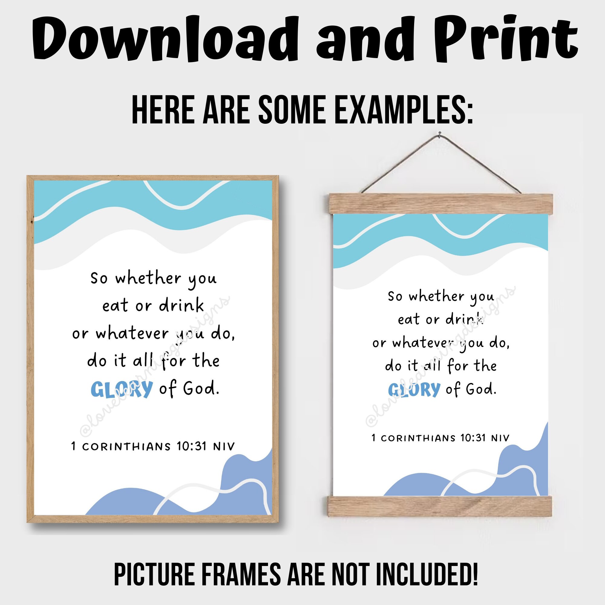 Bible Verse Wall Art for Kids, 1 Corinthians 10:31, Scripture Printable ...