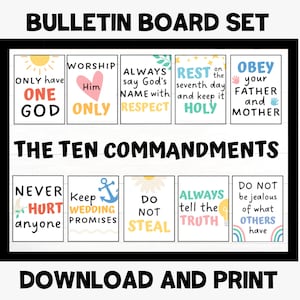 Ten Commandments Bulletin Board Kit: Christian Classroom Decor (digital ...