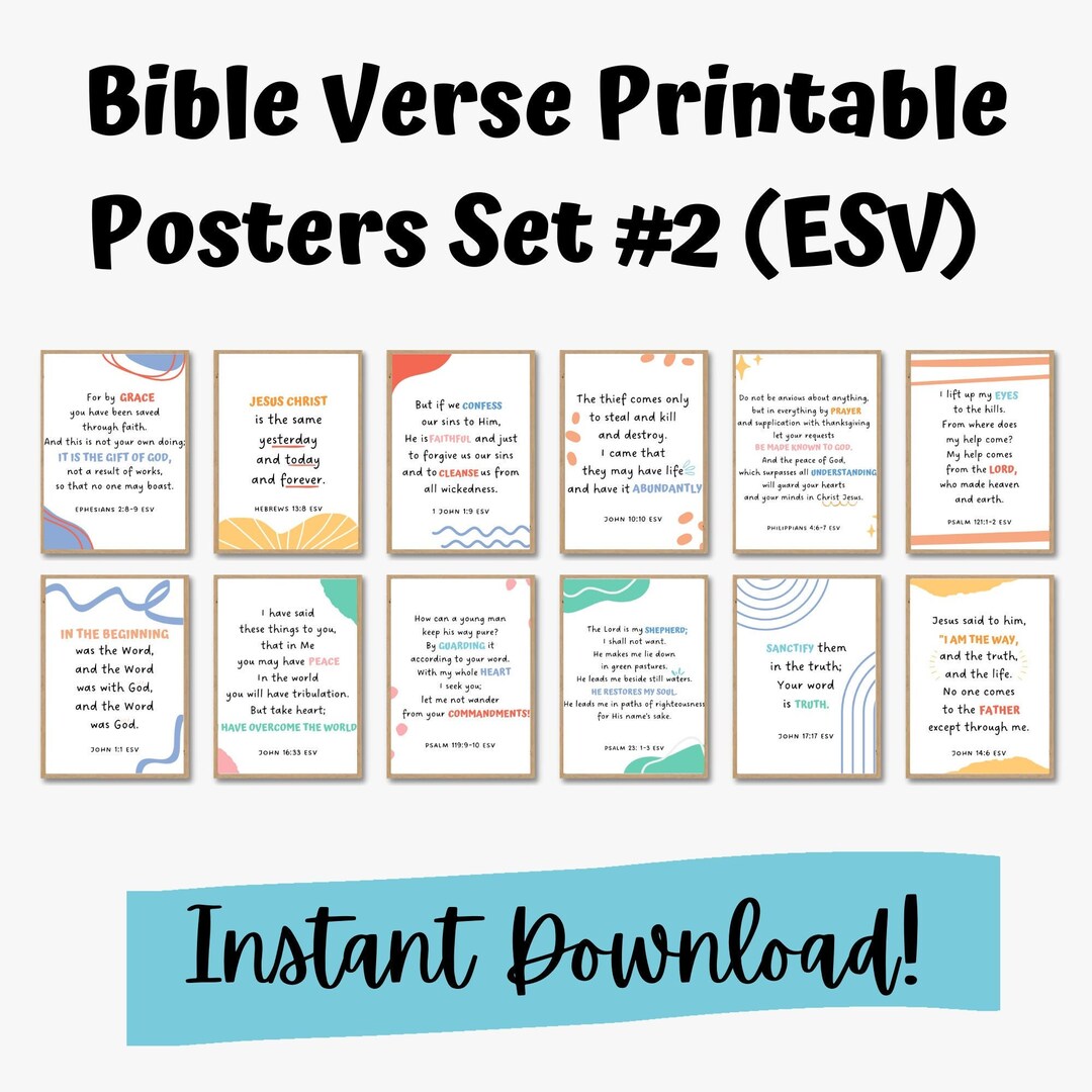 Bible Verse Wall Art Posters for Nursery, Homeschool, or Christian ...