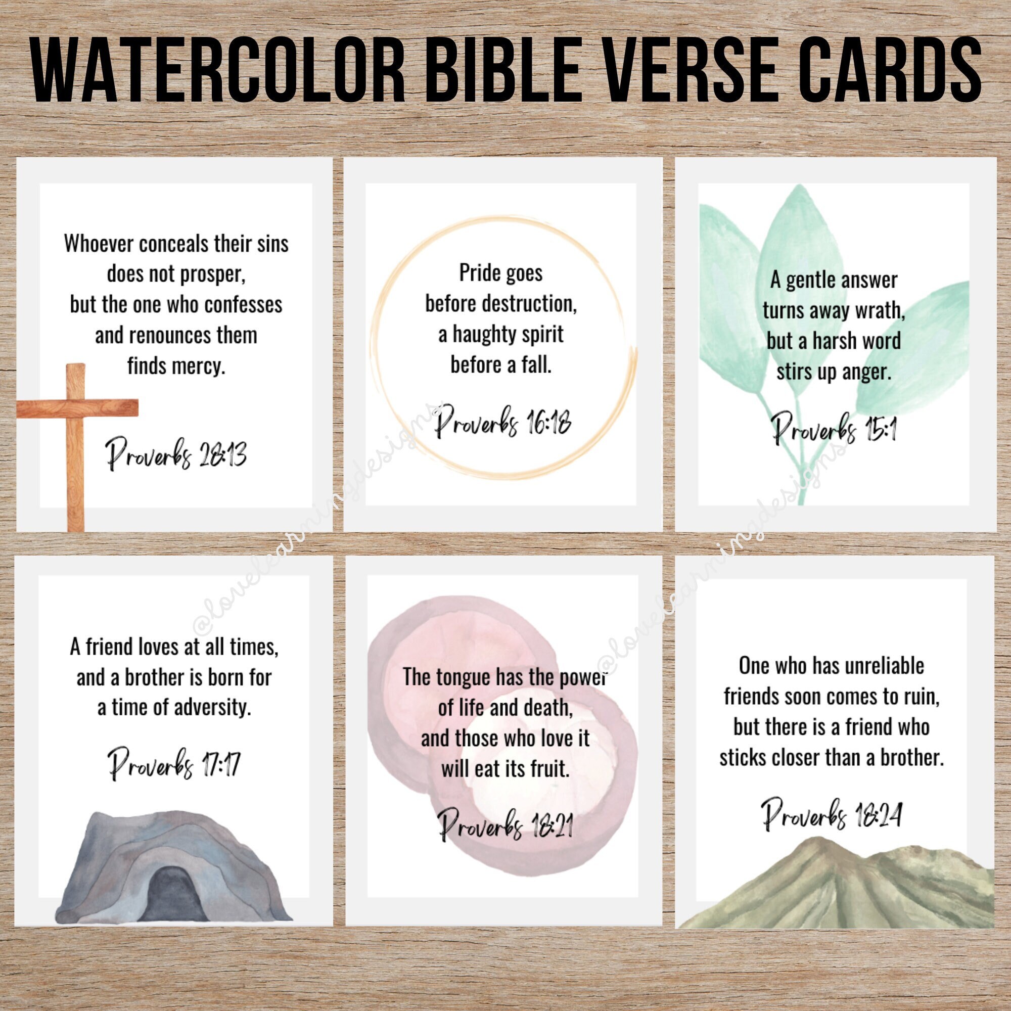 Bible Verse Memory Cards Scripture Cards Printable Proverbs Wisdom ...
