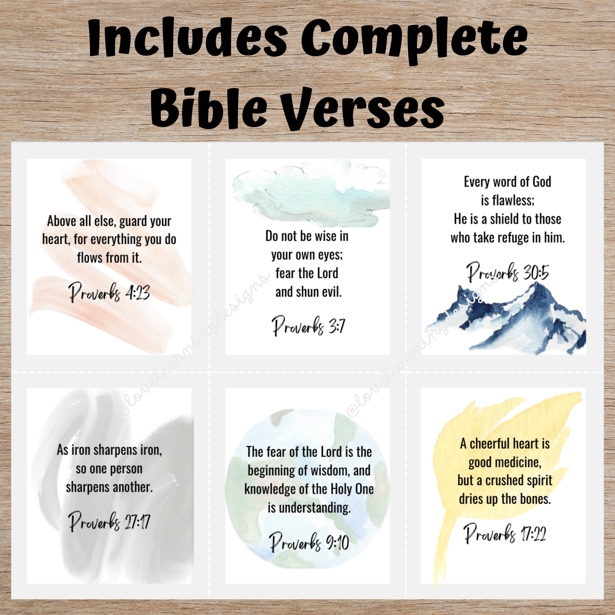 Bible Verse Memory Cards Scripture Cards Printable Proverbs Wisdom ...