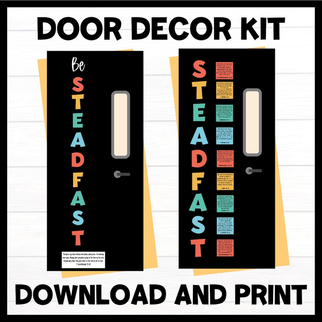 Christian Door Decor Kit - Be Steadfast Bulletin Board - Christian ...