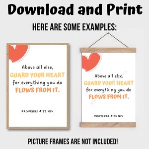 Bible Verse Wall Art for Kids, Proverbs 4 23, Scripture Wall Art ...