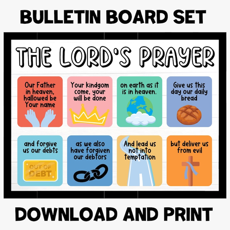 The Lord's Prayer Bulletin Board Kit - Lord's Prayer Kids Posters and ...