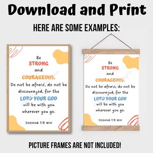 Bible Verse Wall Art for Kids, Joshua 1:9, Scripture Printable Wall Art ...