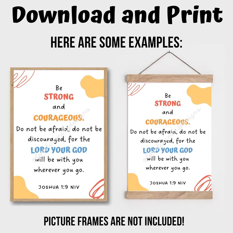 Bible Verse Wall Art for Kids Joshua 1:9 Scripture Printable - Etsy