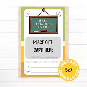 Christian Teacher Gift Card Holder, Printable Appreciation Gift ...