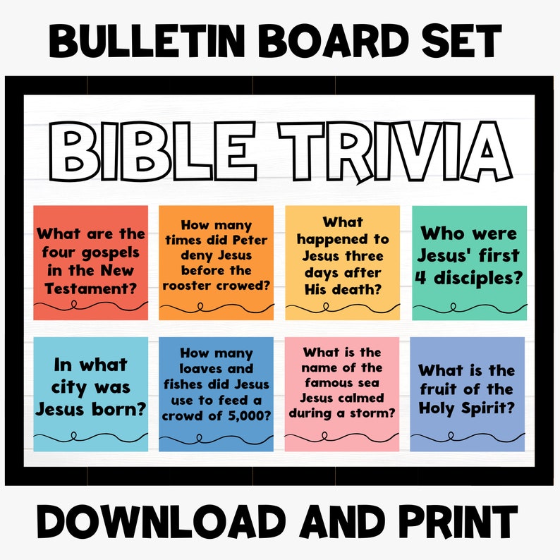 Bible Trivia Christian Bulletin Board, Sunday School, Classroom Decor ...
