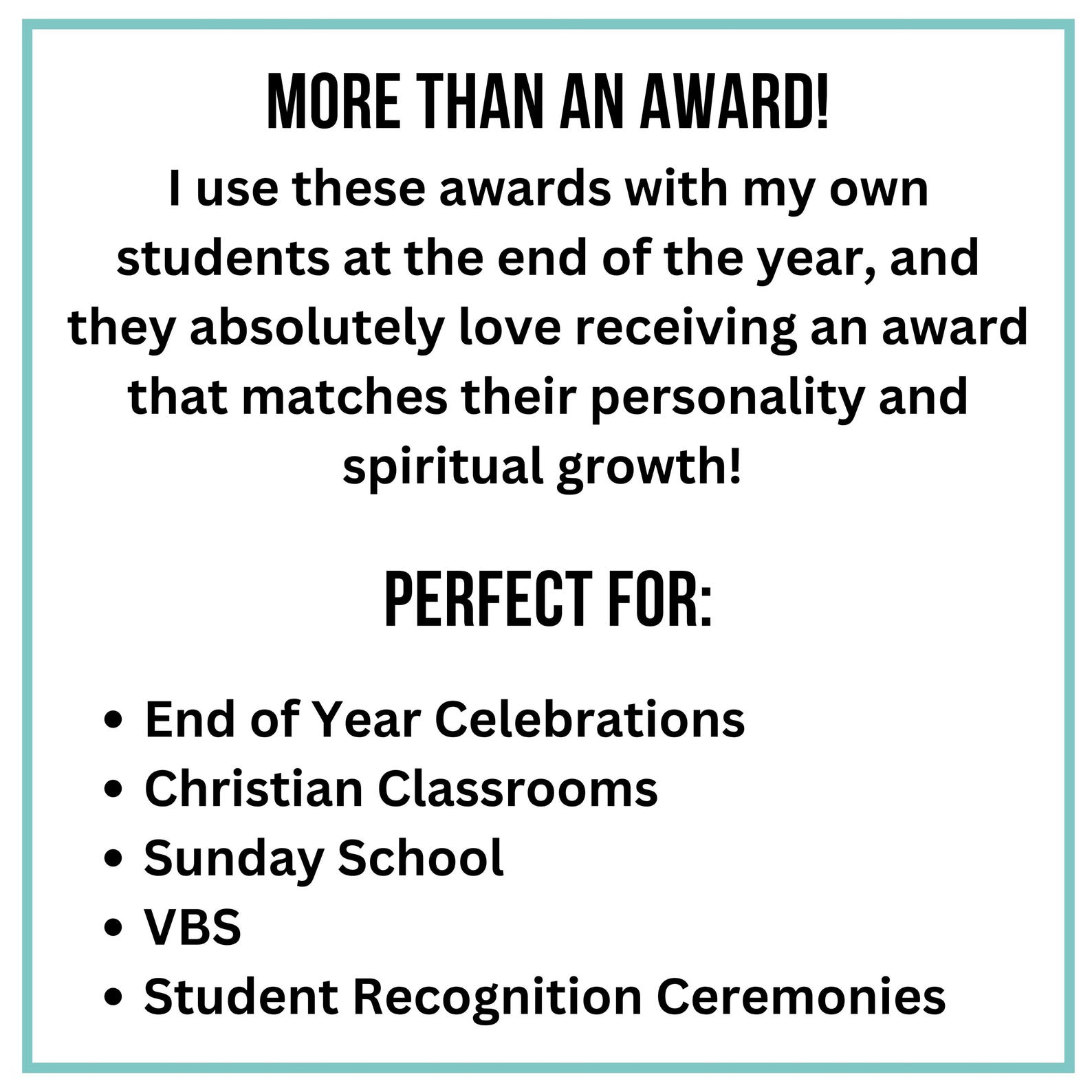Christian Character Award Certificates, Kids Ministry Awards, Christian ...