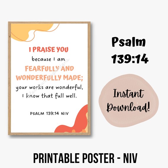 Bible Verse Wall Art for Kids Psalm 139 14 Scripture Wall - Etsy