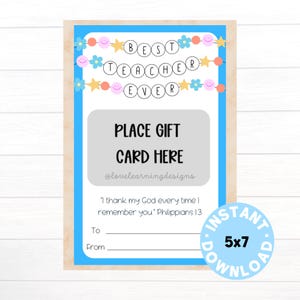 Christian Teacher Gift Card Holder, Printable Appreciation Gift ...