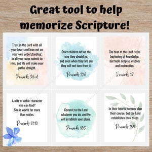 Bible Verse Memory Cards - Scripture Cards Printable - Proverbs Wisdom ...