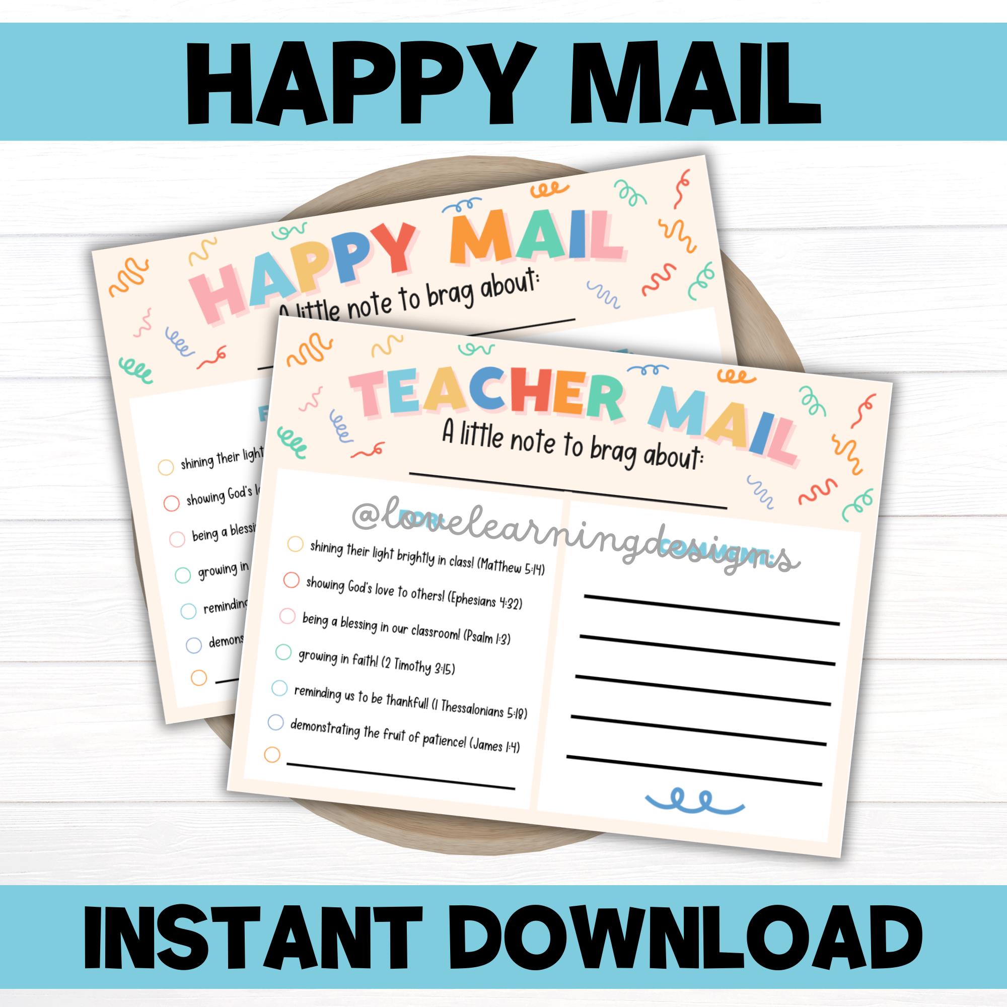 Christian Teacher Happy Mail for Students Classroom Management, Parent ...