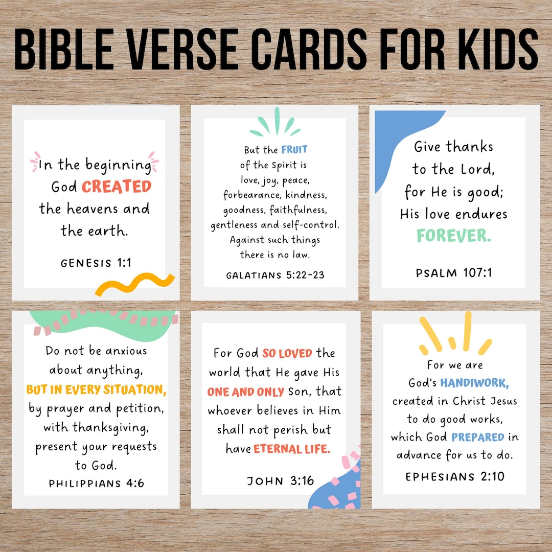 Scripture Cards for Kids: NIV Bible Verse Memory Cards (PDF Download ...