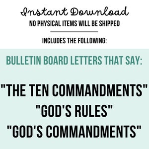 Ten Commandments Bulletin Board Kit: Christian Classroom Decor (digital ...