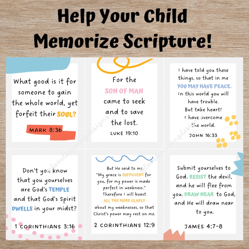 Scripture Cards for Kids: NIV Bible Verse Memory Cards (PDF Download ...