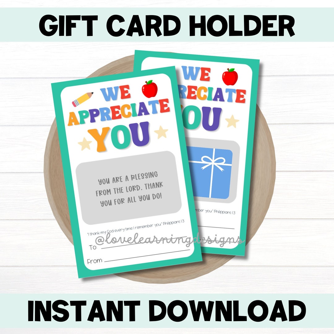 Christian Classroom Gift Card Holder, Teacher Appreciation Gift Card ...