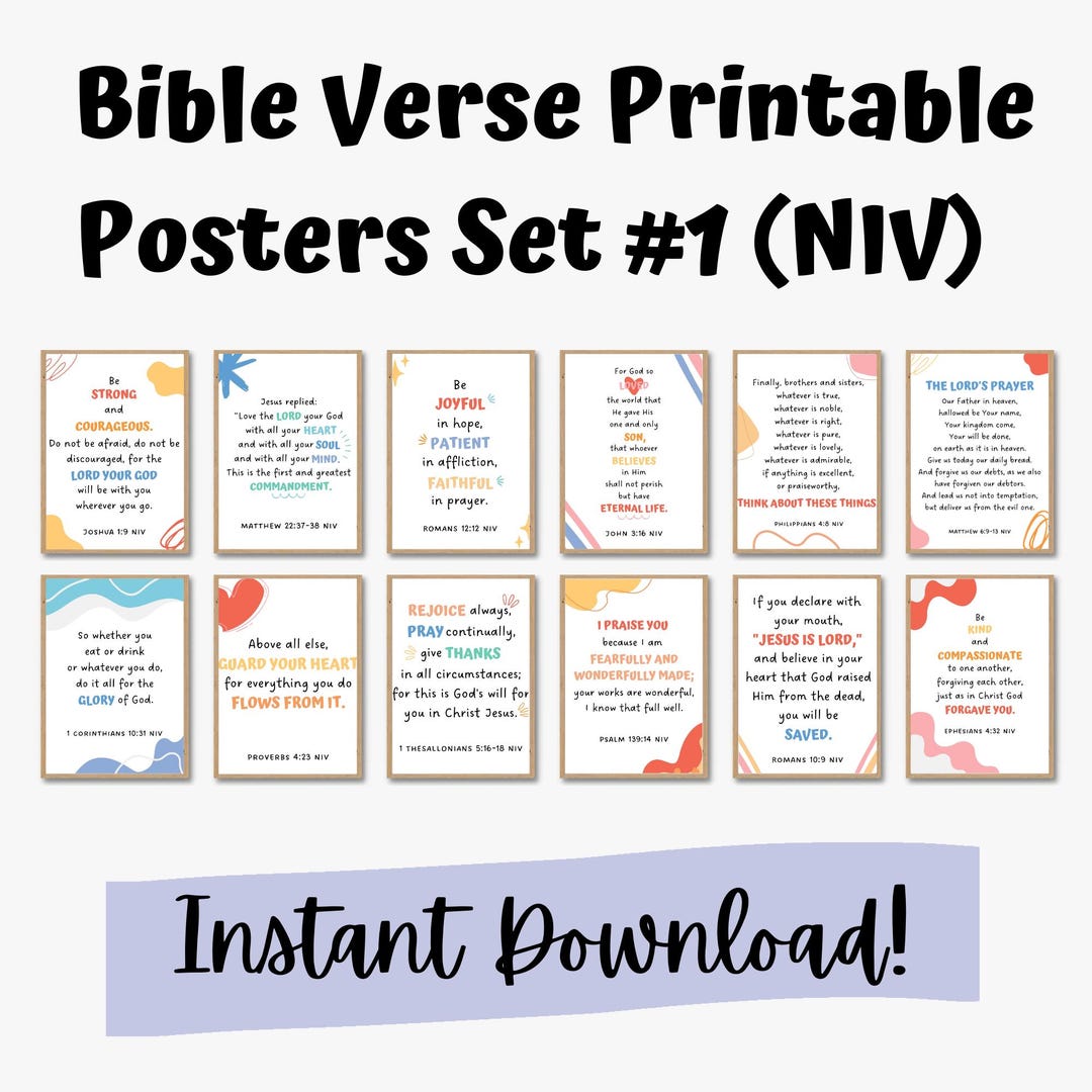 Bible Verse Wall Art Posters for Nursery, Homeschool, or Christian ...