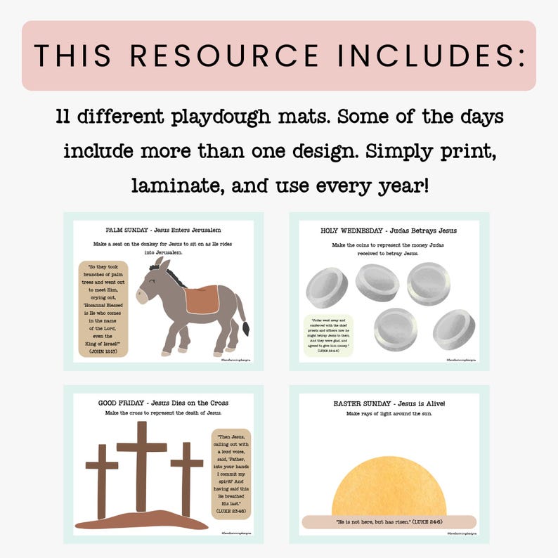 Holy Week Playdough Mats, Christian Easter Activity for Kids, Bible ...